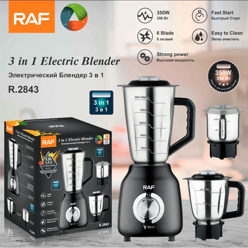 Raf Stainless Steel Multi Functional Food Processor Combo 3in1 Electric ...