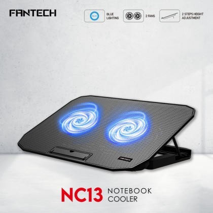 Fantech NC13 Notebook Cooling Laptop Dual Fan LED Cooler Pad NC13BK ...