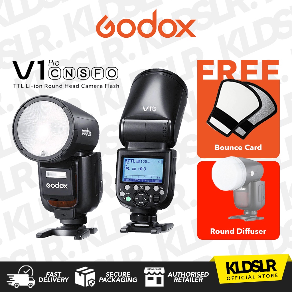 Godox V1Pro / V1 Pro TTL Li-ion Round Head Camera Flash for Canon, Nikon, Sony, Fujifilm ...