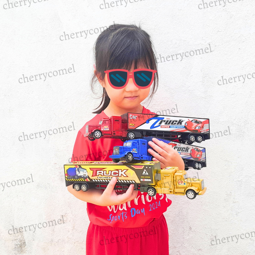 Trailer Truck Toy Vehicle Toys Lorry Lori Mainan Long Box Truck Cargo ...