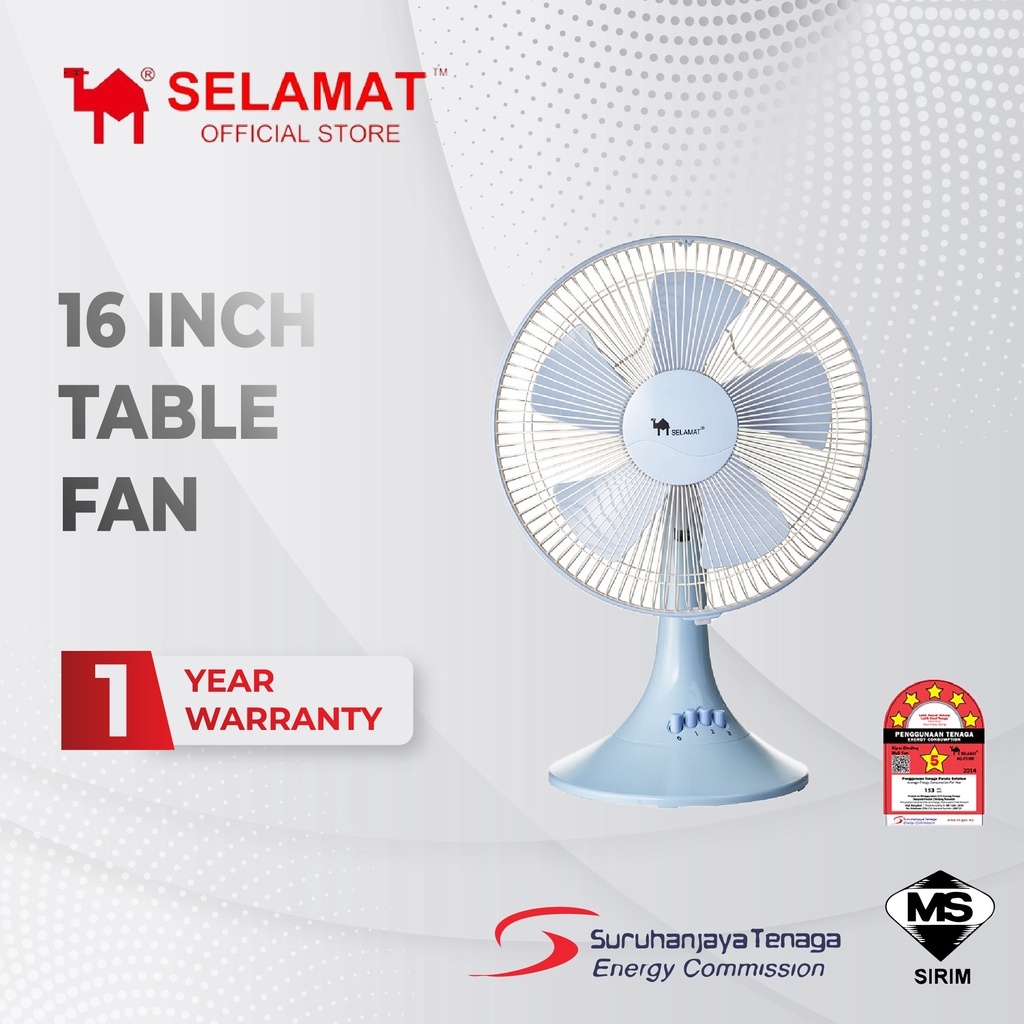 Selamat MQ-P316T 16" 5-Blade Table Fan/Kipas Meja 16" | Shopee Malaysia