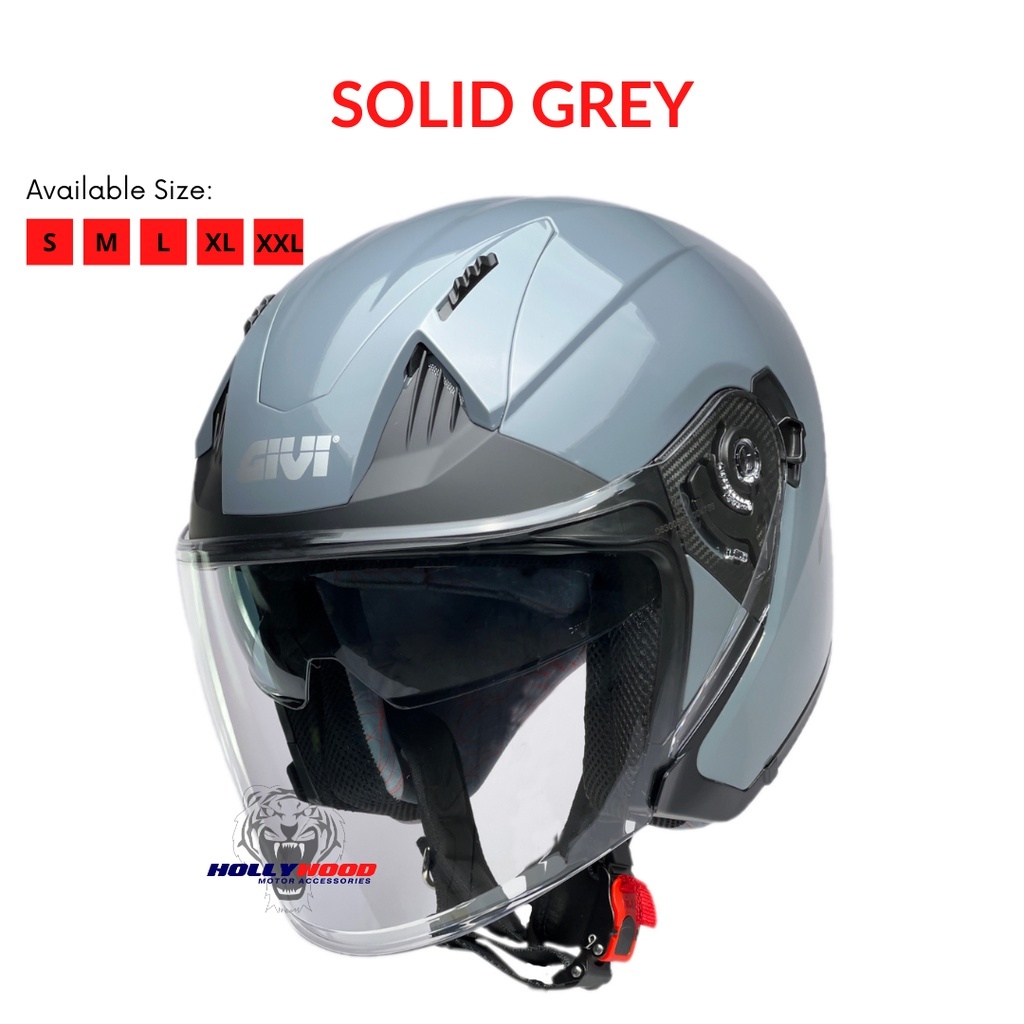 HELMET GIVI SCUDO M35.0 OPEN FACE HELMET SOLID WHITE SOLID GREY GRAPHIC DESIGN READY STOCK ...