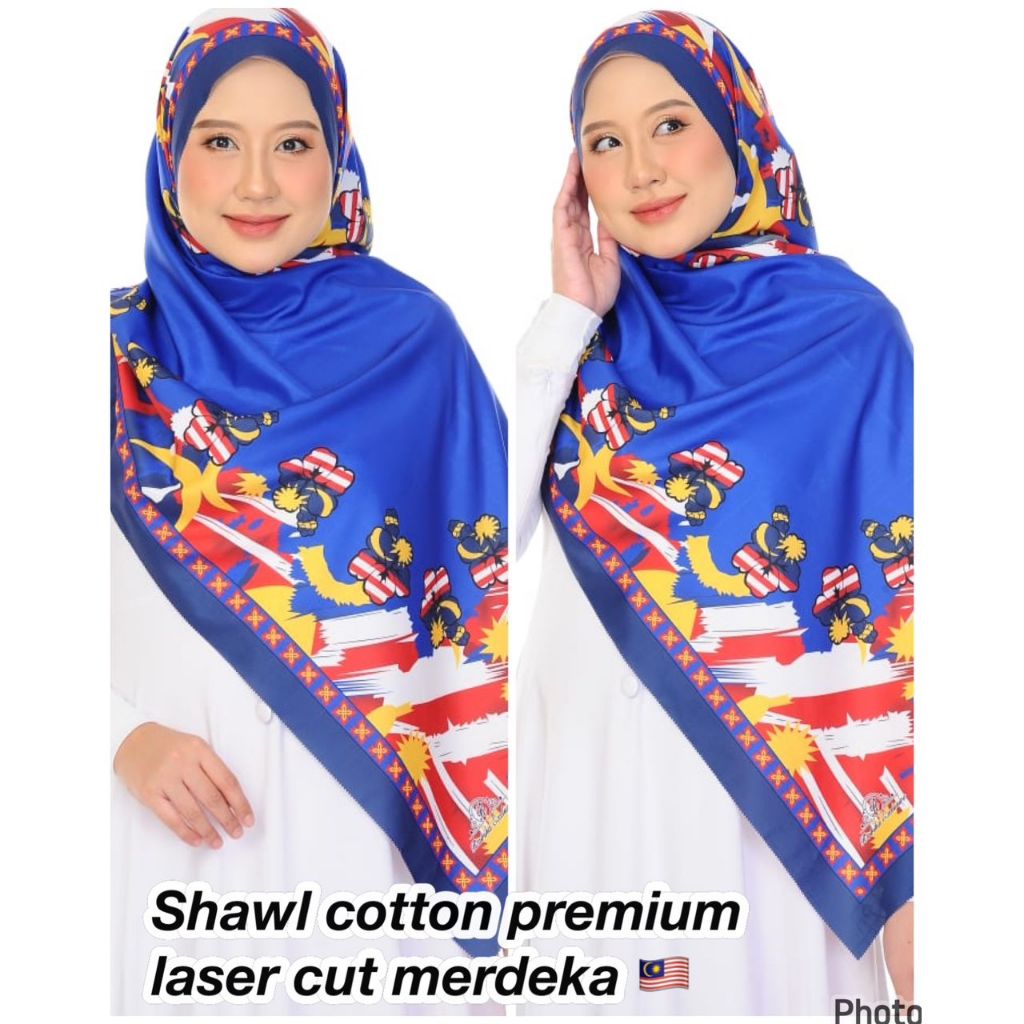 SHAWL COTTONG CORAK MERDEKA LASER CUT 1.8 METER 10-20 PCS | Shopee Malaysia
