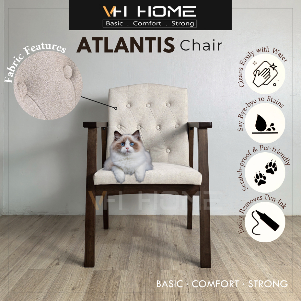 VH ATLANTIS Chair Dining Chair Arm Chair Kerusi Makan Study Chair Solid ...