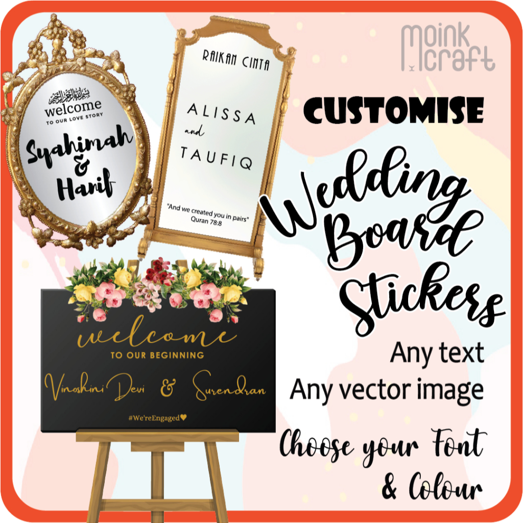 Stiker Kahwin Tunang Cermin/Papan Kalis Air | Custom Wedding Welcome ...