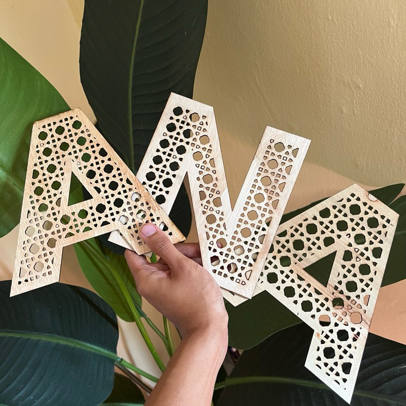 Woven Rattan alphabet pattern / Huruf corak anyaman rotan | Shopee Malaysia