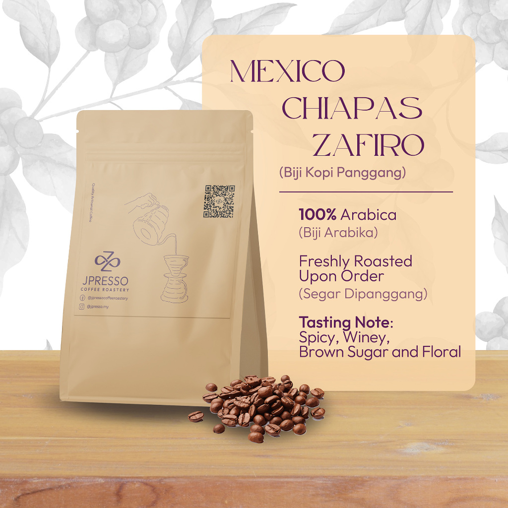 JPRESSO Coffee Bean Mexico Chiapas Zafiro Genuine Arabica Single Origin Biji Kopi Freshly ...