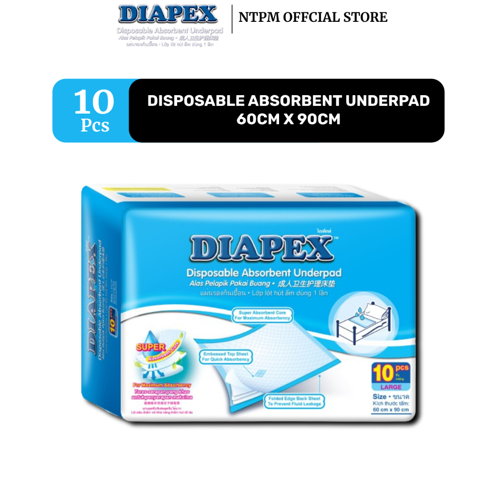 Diapex Disposable Absorbent Underpad 10's (60cm x 90 cm) | Shopee Malaysia