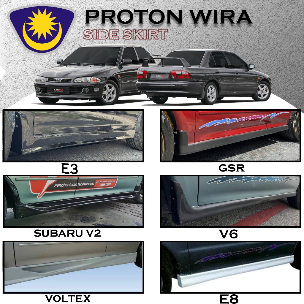 PROTON WIRA AEROBACK SEDAN SALOON SIDE SKIRT (EVO10,MG,EVO3,SE,V6,GSR ...