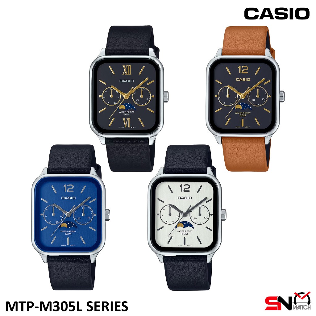 Casio MTP-M305L Series Men Watch Moon Phase Display Analog Quartz ...