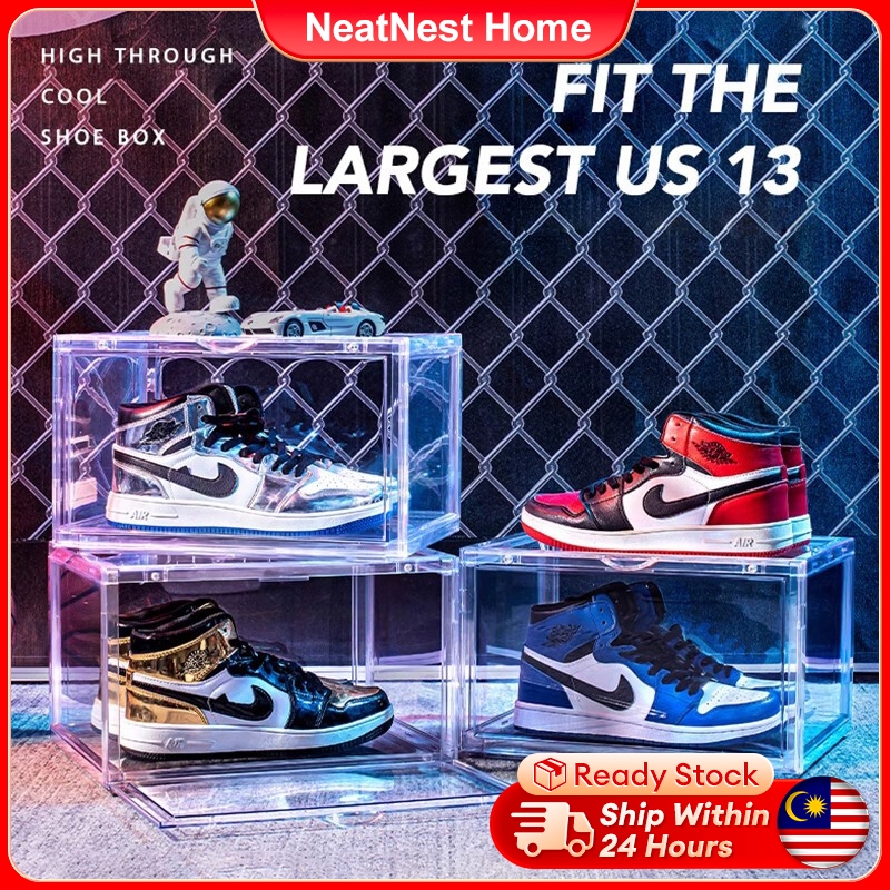 Transparent Shoe Box Foldable Acrylic Stackable Shoe Storage Box Shoe ...