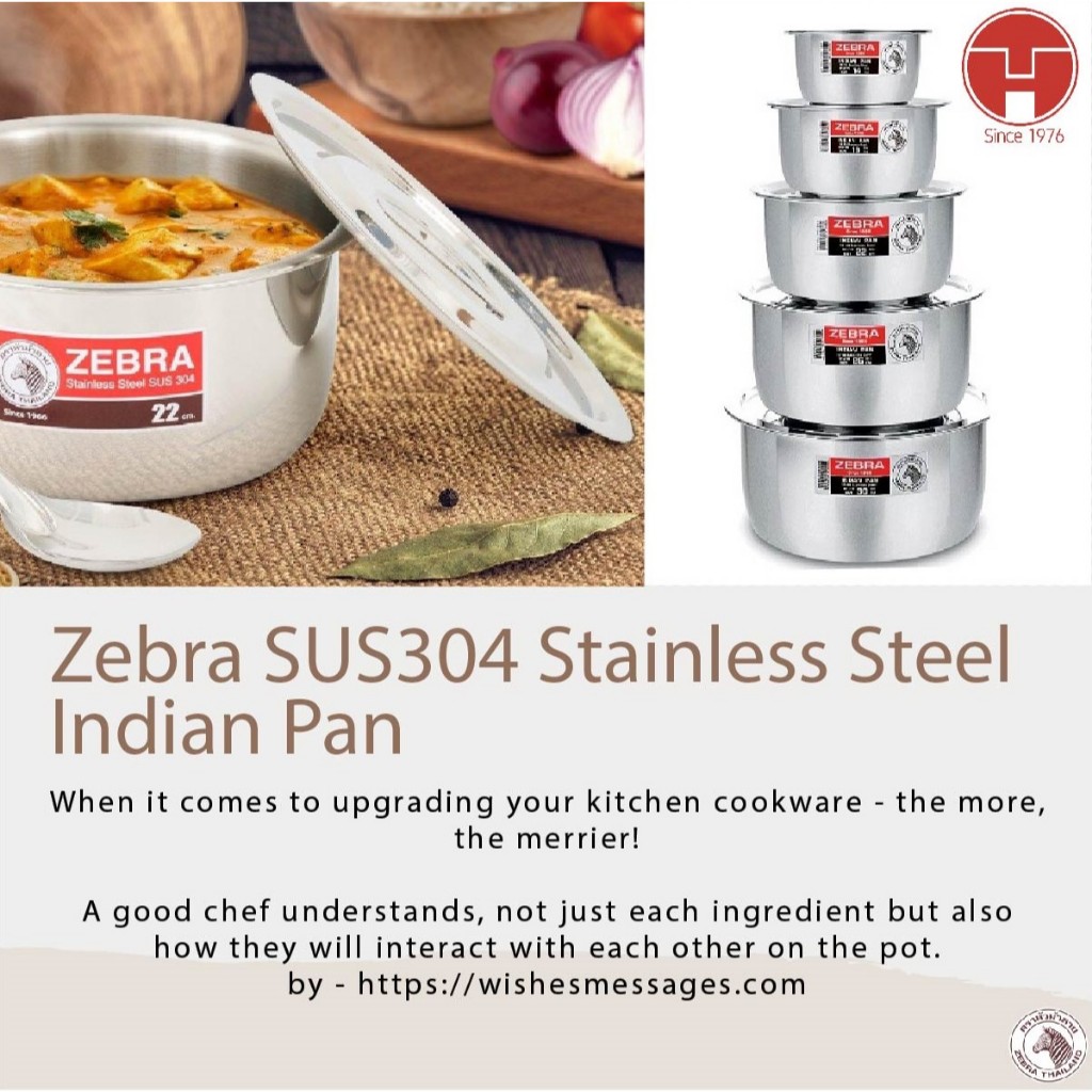 [TeoHin] Zebra SUS304 Stainless Steel Indian Pan 22cm, 24cm, 26cm, 28cm ...