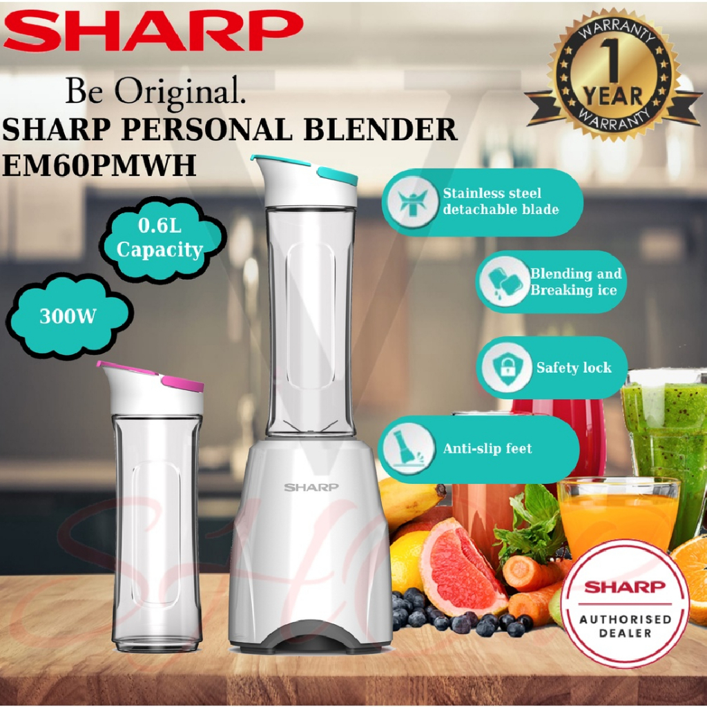 SHARP 0.6L PERSONAL BLENDER WITH TWO TUMBLE EM60PMWH | Shopee Malaysia