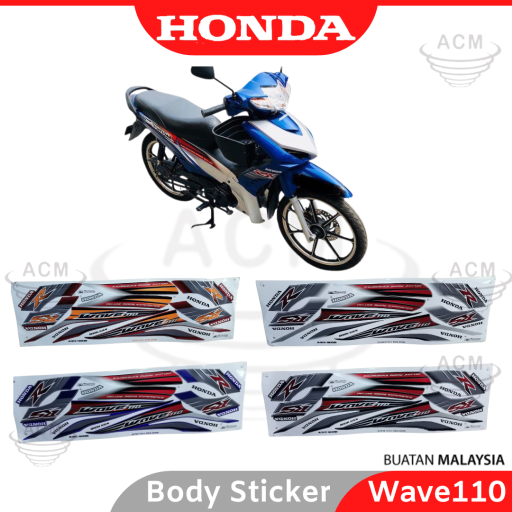 HONDA Wave110 Body Cover Set Coverset Sticker Stripe Strike Wave 110 ...