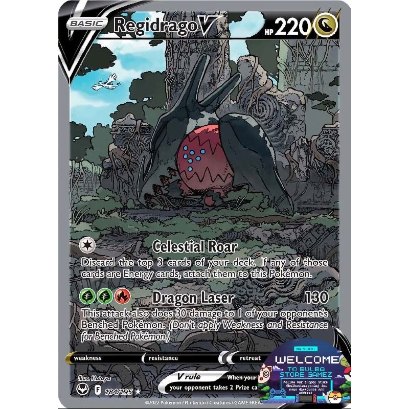 Regidrago V 184/195 Alternate Full Art Silver Tempest SWSH07 Pokémon ...