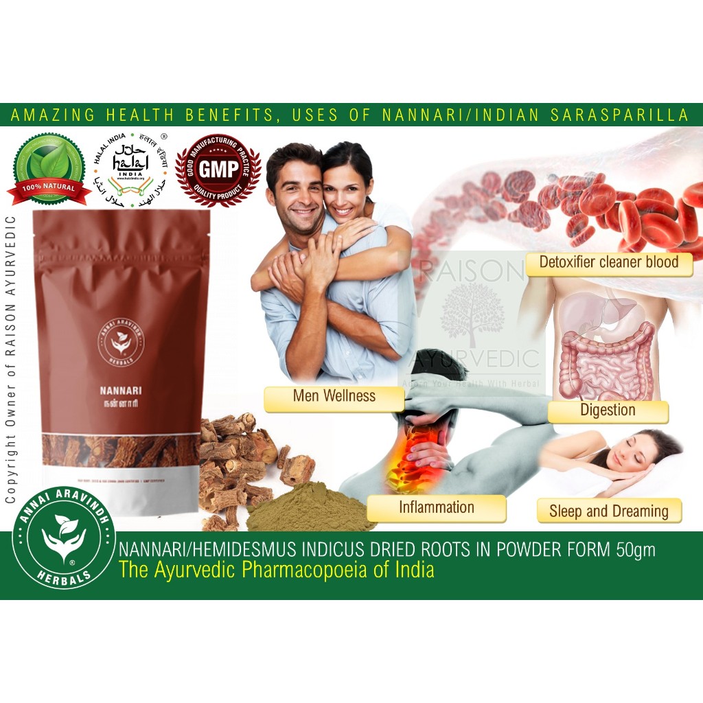Natural Herbal NANNARI/HEMIDESMUS INDICUS DRIED ROOTS IN POWDER FORM ...