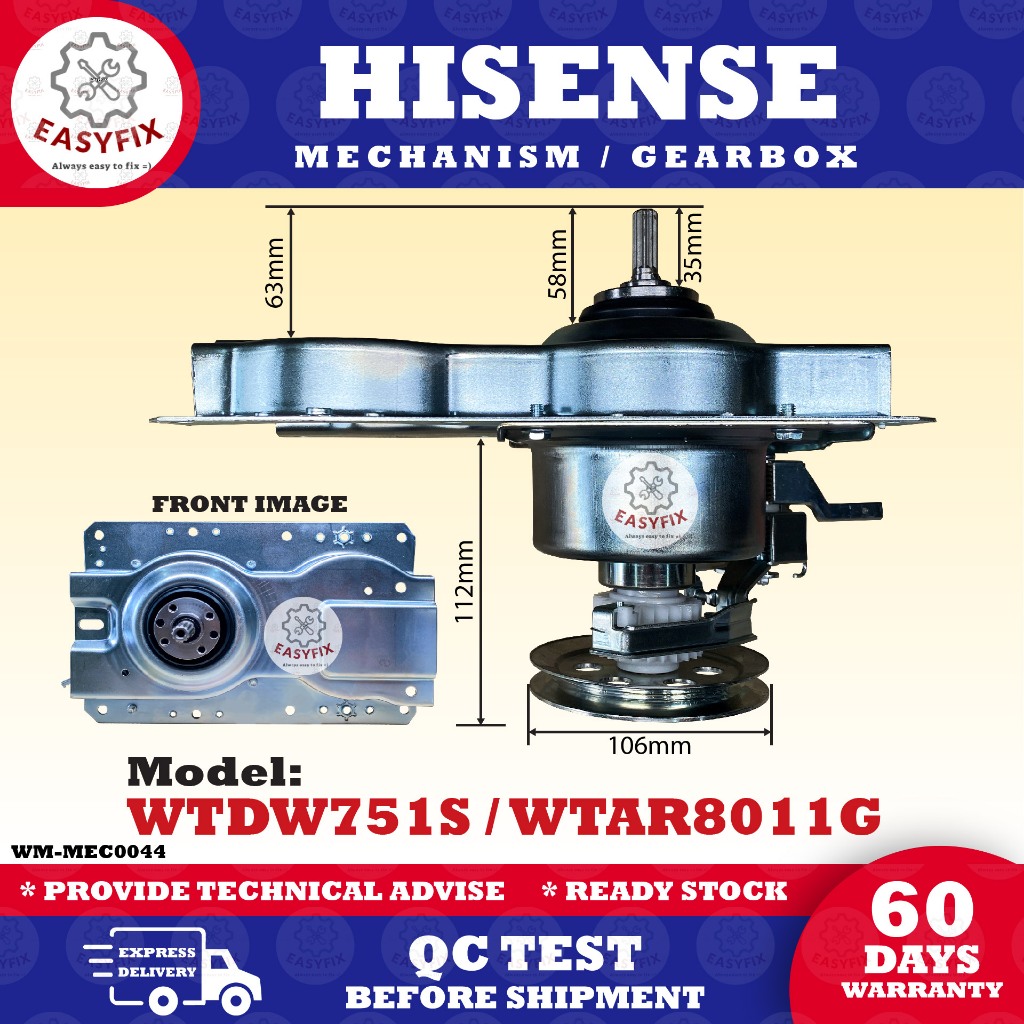 WTDW751S / WTAR8011G HISENSE WASHING MACHINE MECHANISM (GEARBOX) WTDW ...