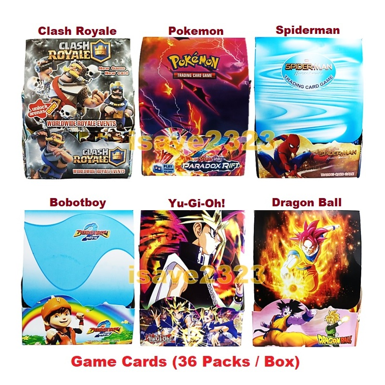Game Cards (36 Packs / Box) - Pokemon / Clash Royale / Spider Man ...