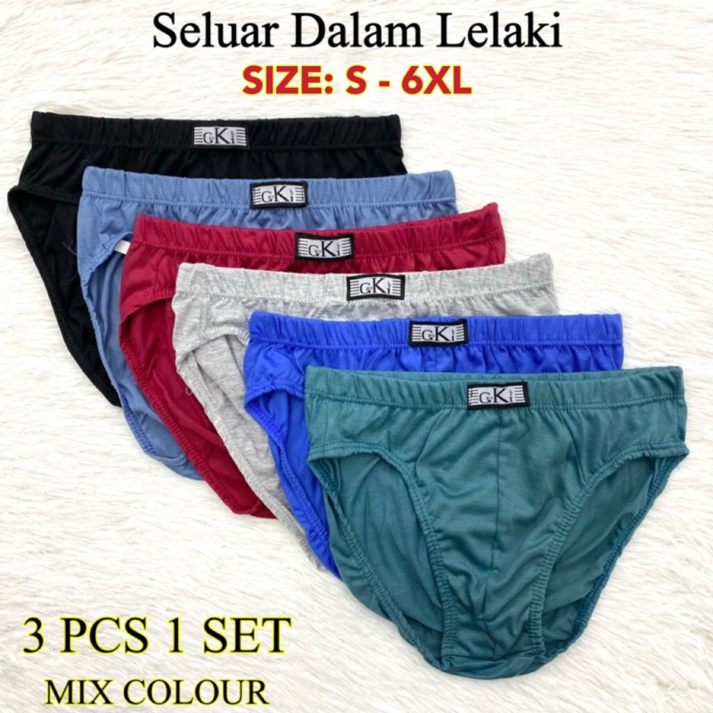 S-6XL [READY STOCK] GK311# 3 HELAI SELUAR DALAM / 3 PCS MAN UNDERWEAR PLUS SIZE / BIG SIZE ...