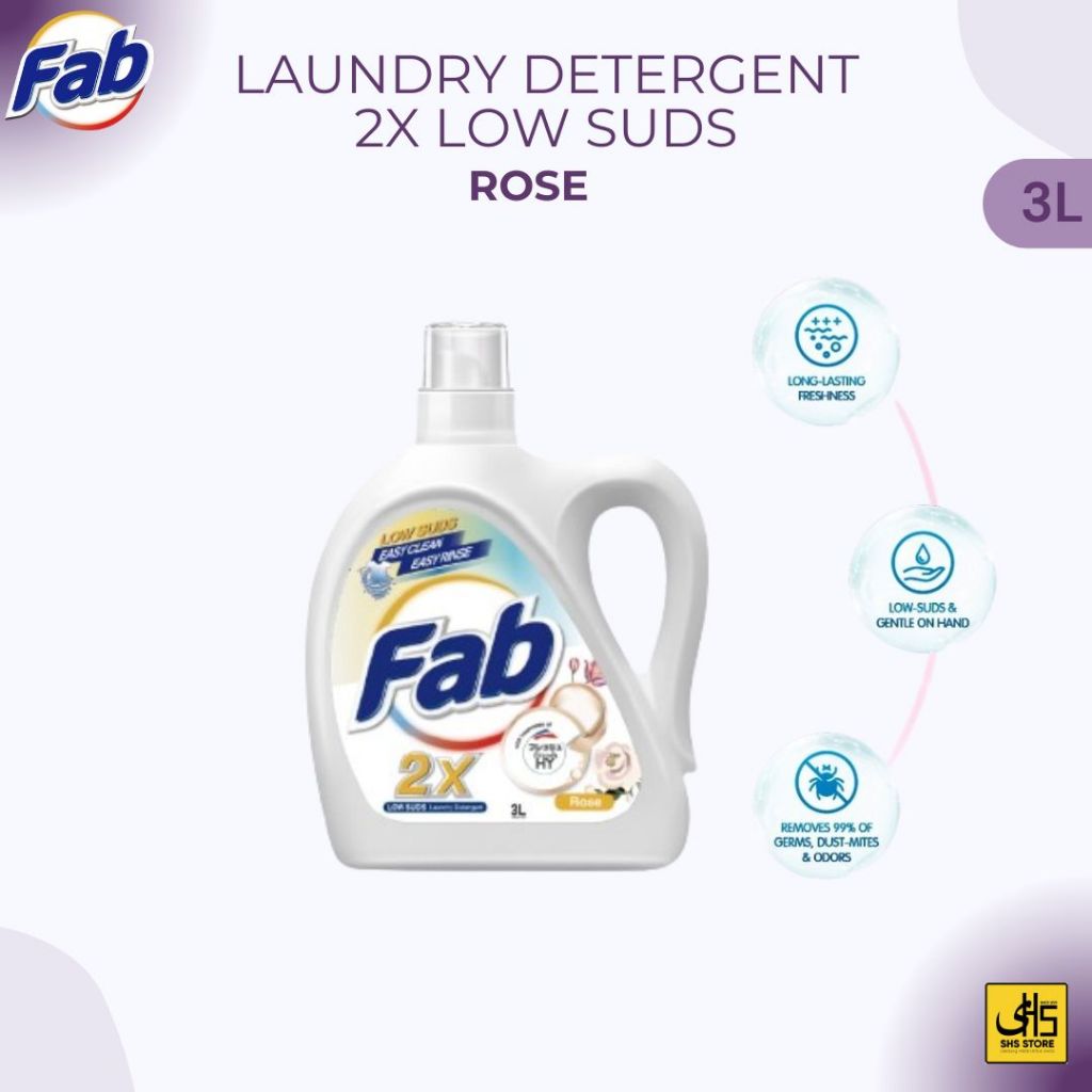 New Pack!! 2X Low Suds!! Fab Laundry Detergent Rose (3L) Japan ...