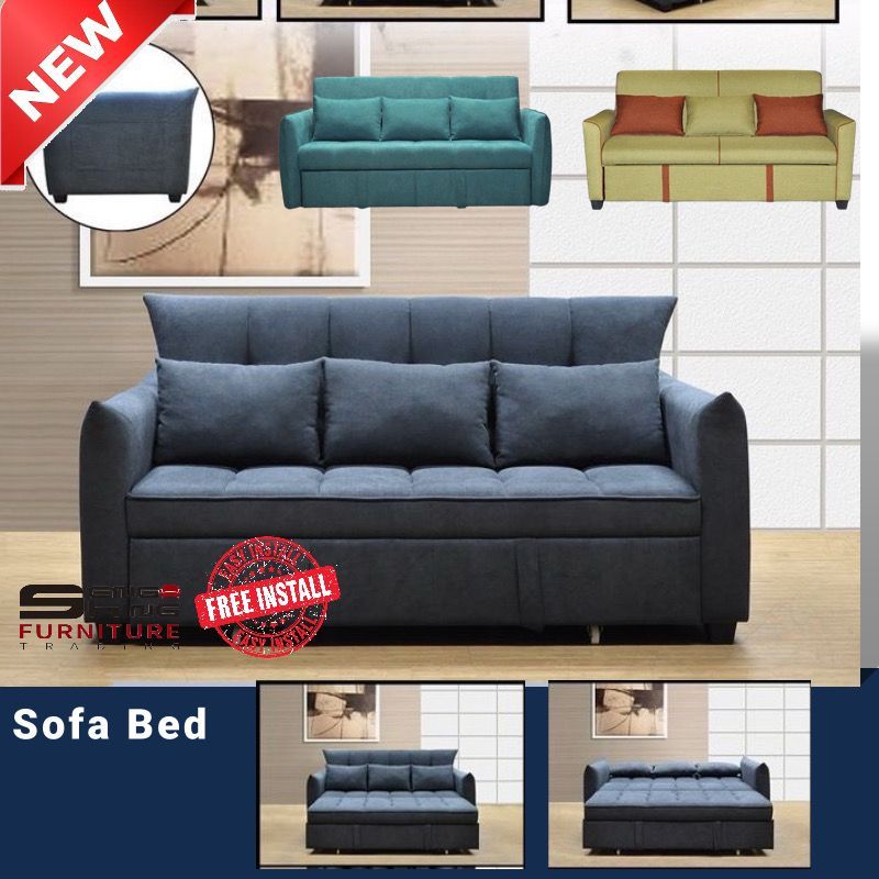 [Siap Pasang] SENG HING Waterproof Technology Leather Sofa Bed Can ...