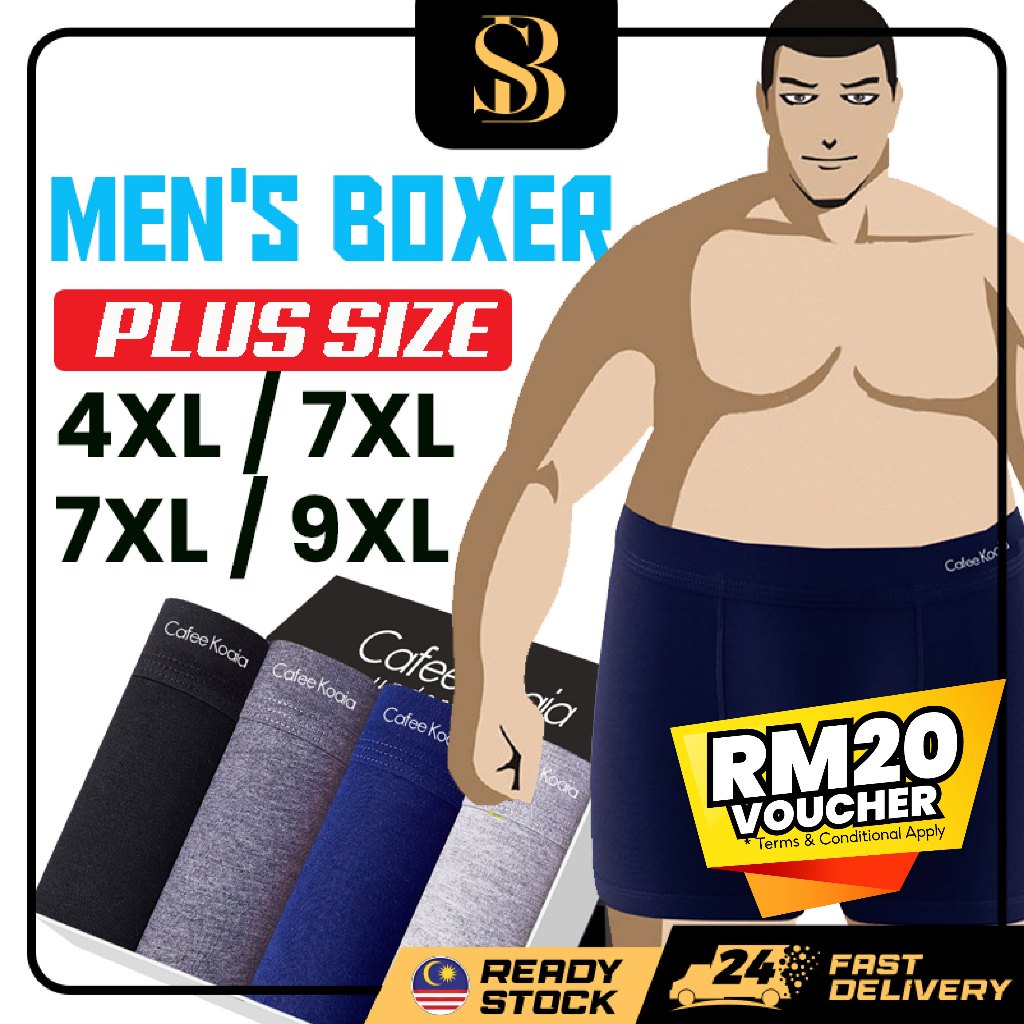 BOSC 85-150KG 1-4 pack Plus Size Boxer men 100 cotton big size shorts boxer lelaki boxer men big ...
