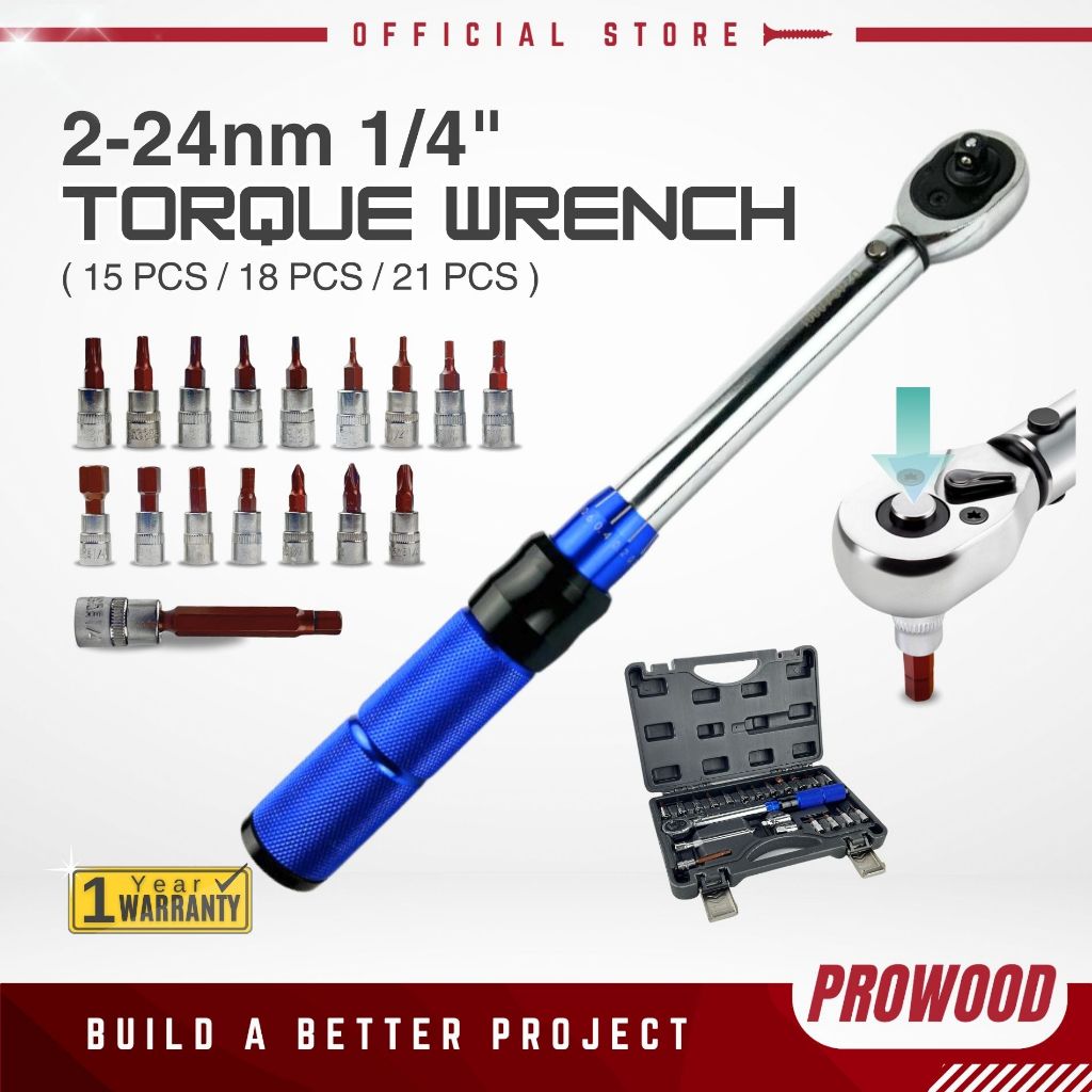15Pcs/18Pcs/21Pcs 1/4" Torque Wrench Bicycle Bike Torque Wrench Allen ...