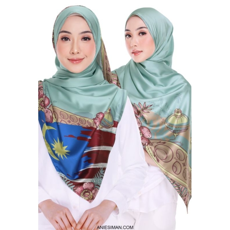 SHAWL MERDEKA SATIN CORAK 2 IN 1 | Shopee Malaysia