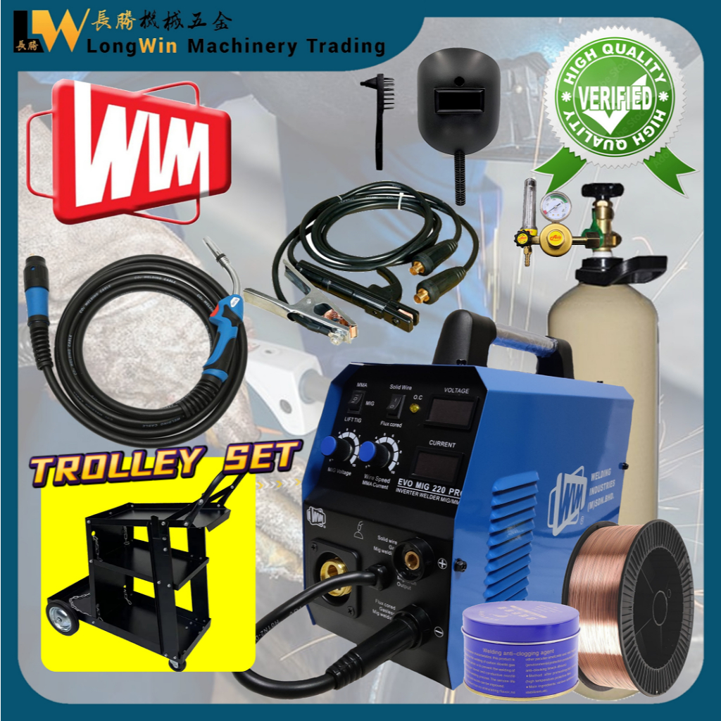 WIM EVO MIG 220 PRO IGBT Inverter Gas Set Welding Machine Mesin Welding ...