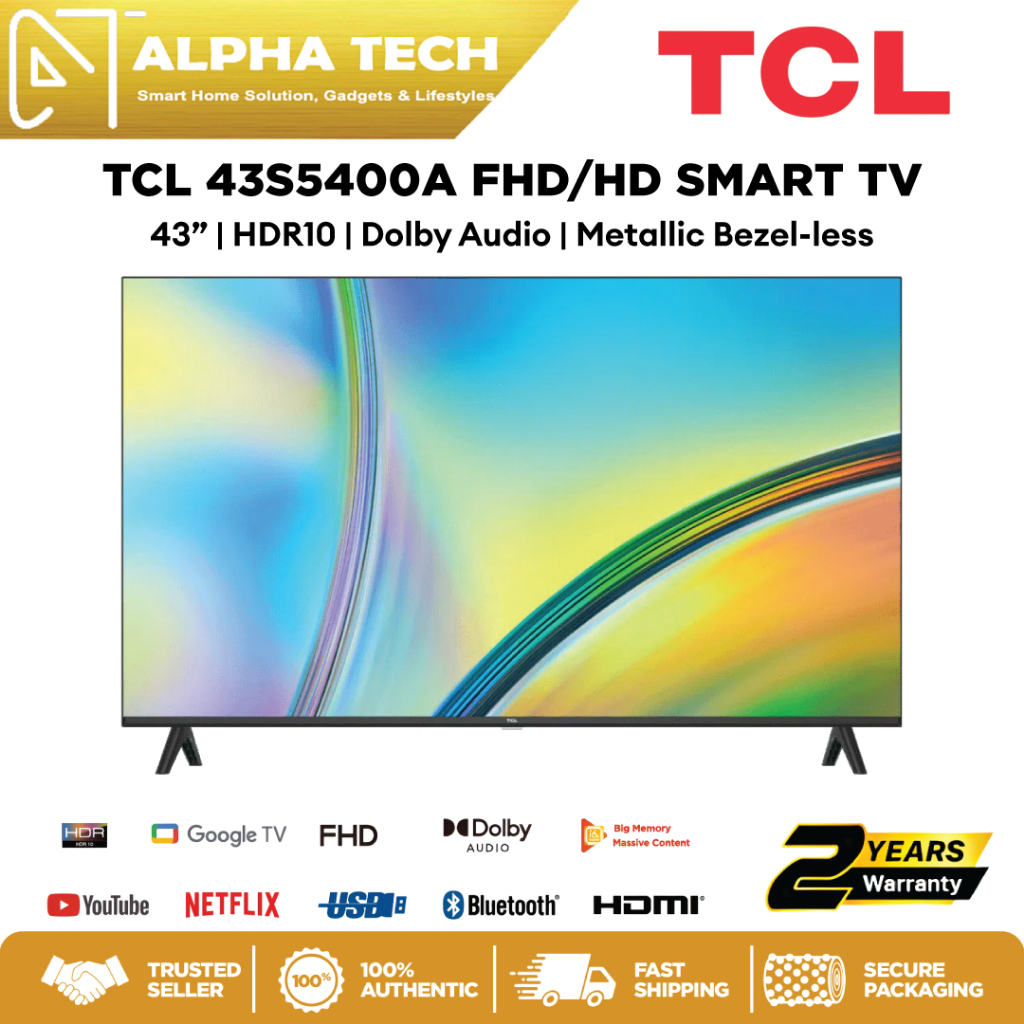 TCL 43" 43S5400A FHD Smart TV | HDR10 | Dolby Audio | Metallic Bezel ...