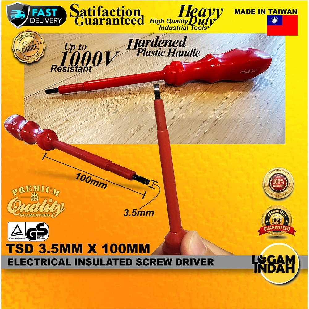 [MADE IN TAIWAN] TSD 1000V 3.5MM X 100MM (-)FULL INSULATED ELECTRICAL ...