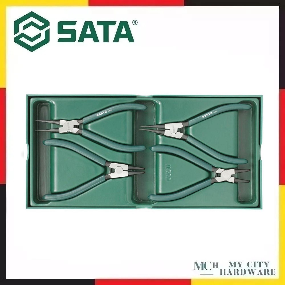 SATA 09911 4pcs Snap Ring Pliers Set - Heavy Duty 7-inch Internal ...