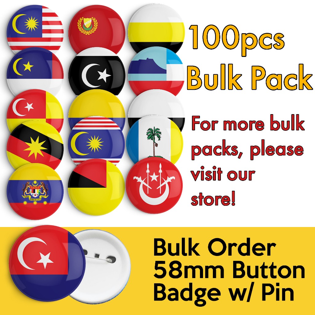 Bulk Pack 100pcs Malaysia State Flag Bendera Negeri Msia Merdeka 58mm ...