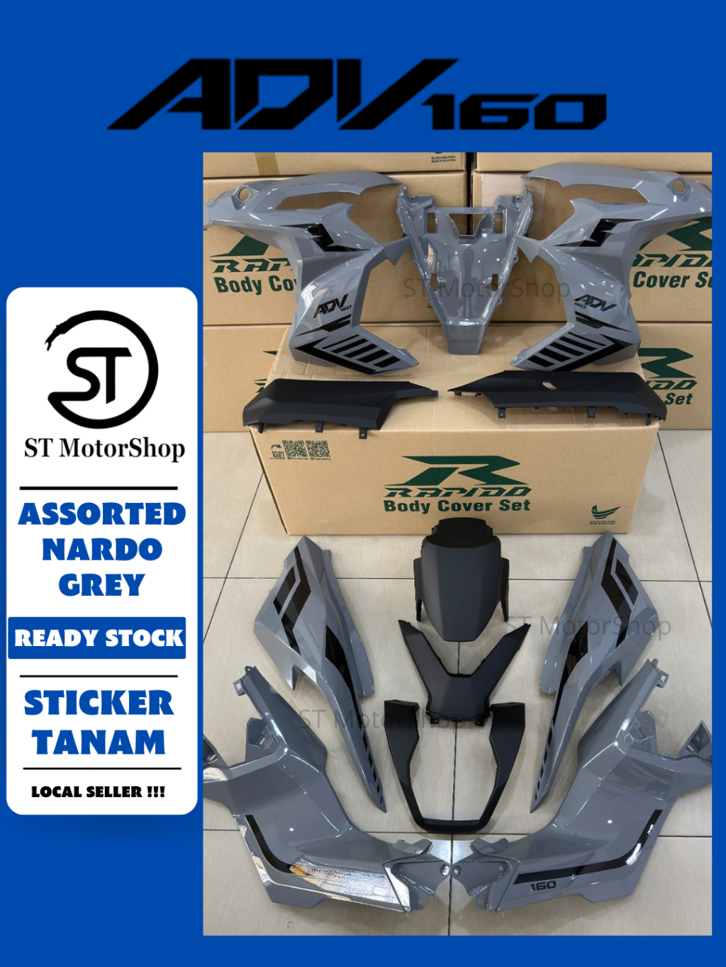 HONDA Adv Adv160 Assorted Nardo Grey RAPIDO Coverset Body Cover Sticker ...