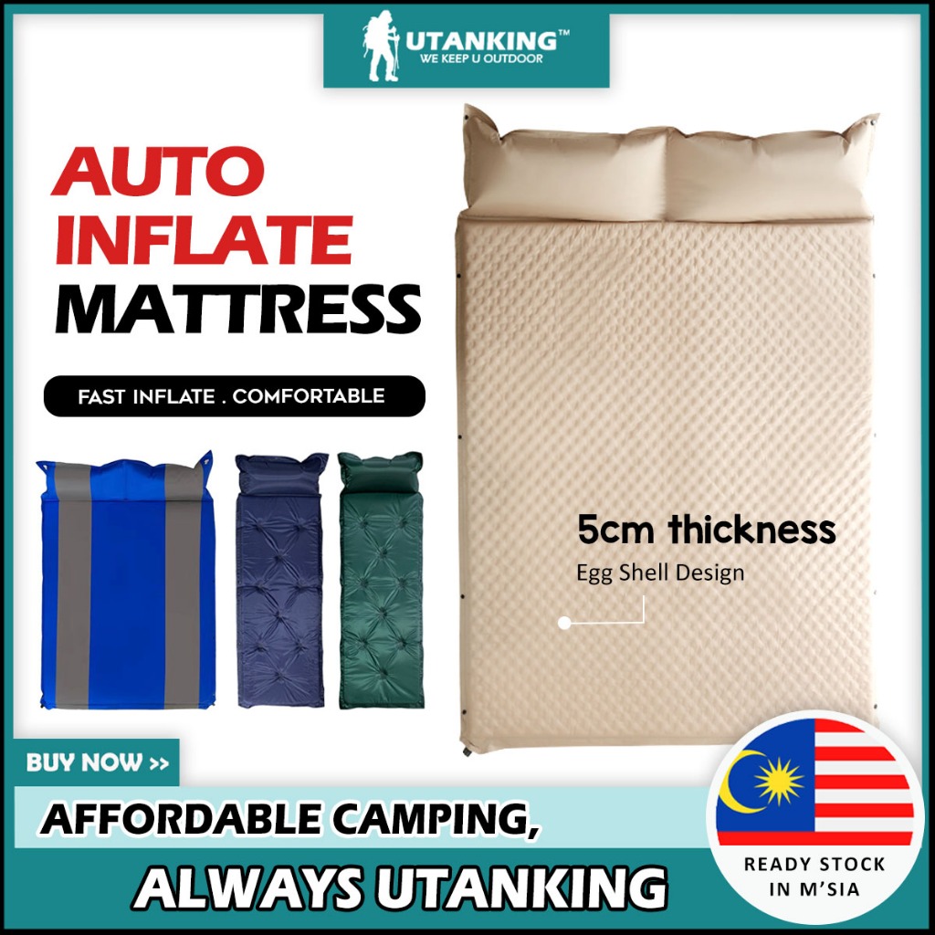 UtanKing™ Fast Auto Inflatable Mattress Single Double Sleeping Camping ...