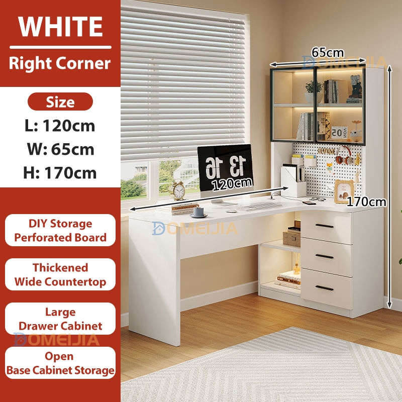 In Stock Meja Belajar Study Table Home L Shape Corner Desk With Side ...