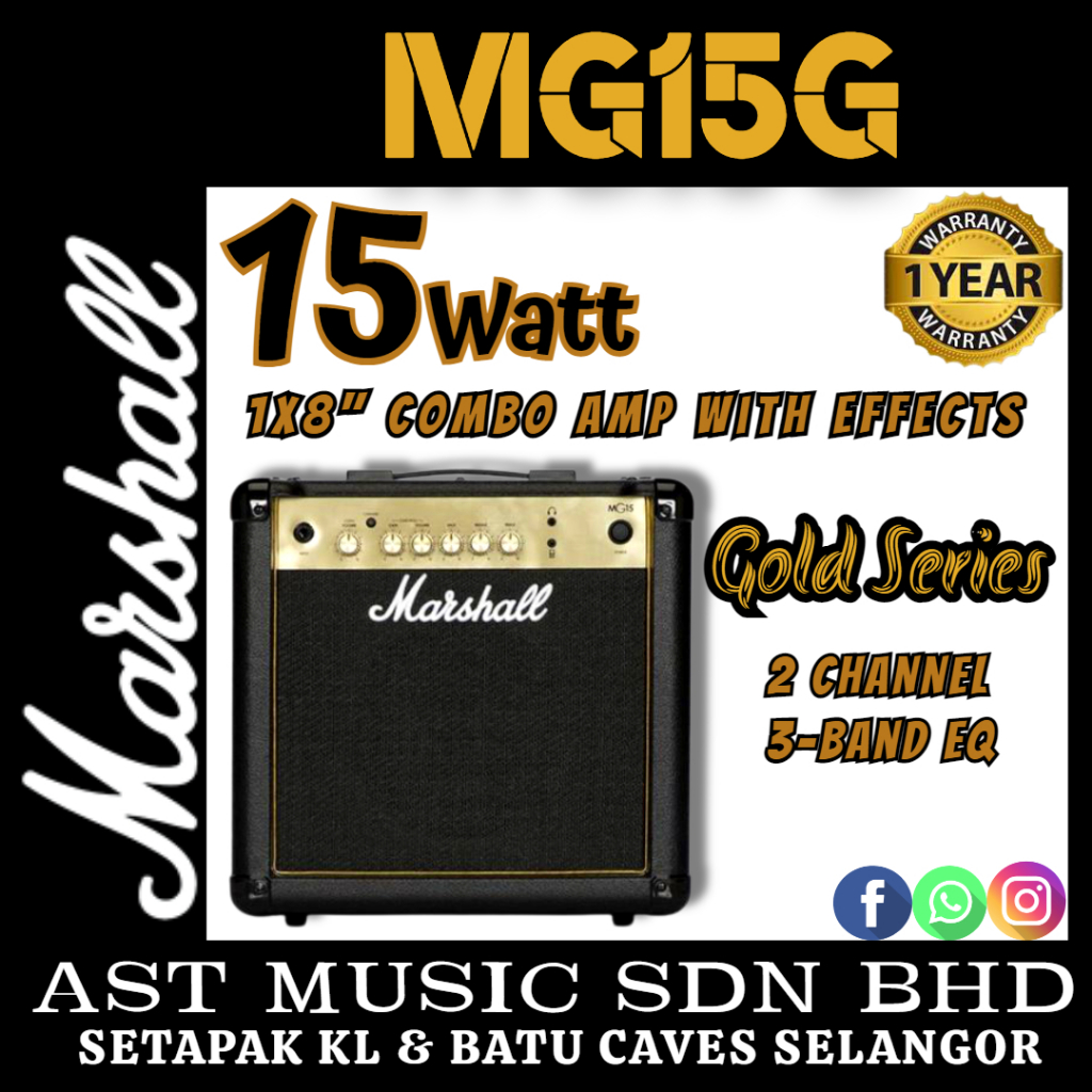 Marshall MG15 15 watt Guitar Combo Amplifier ( MG15G / Mg15 ) | Shopee Malaysia
