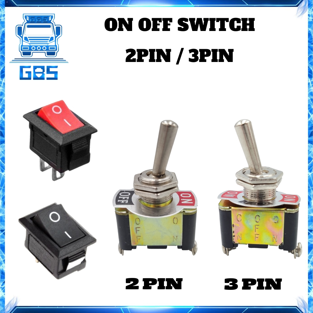 GBS ESTORE 2 Pin Rocker Switch On/Off Mini Power Switch 15*21MM 6A/250V ...
