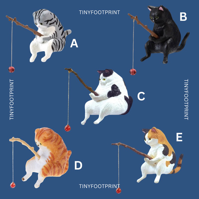 Cat Fishing Figurine, Cute Cat Statue Decor Craft Resin, Mini Cat ...