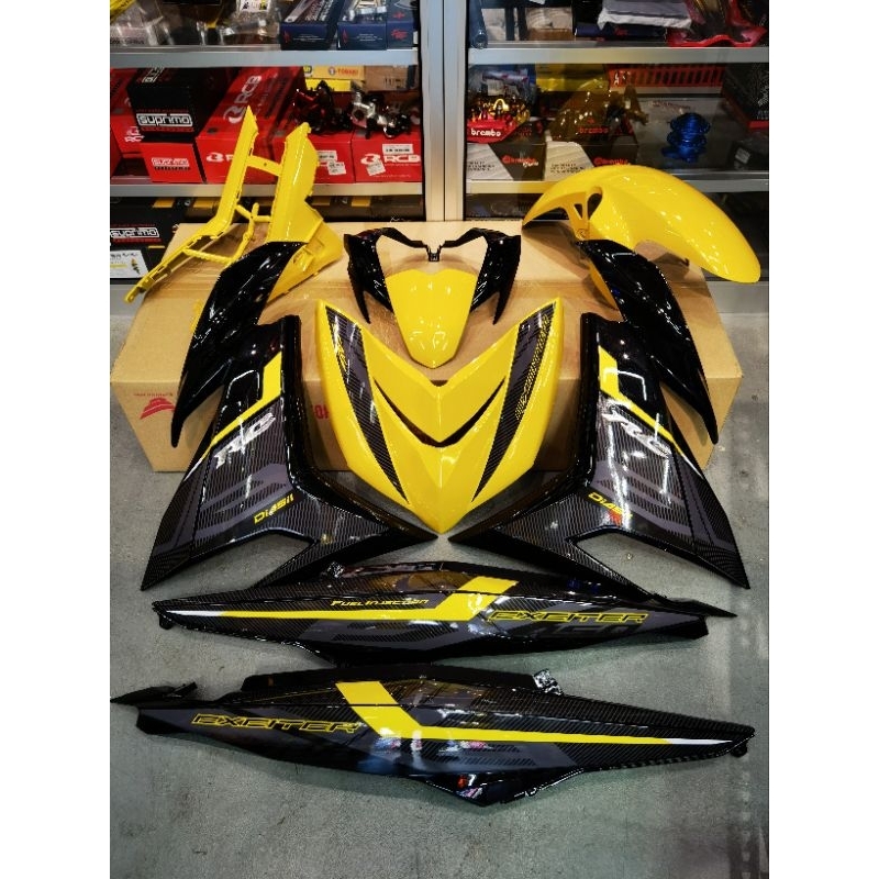 Y15 V1 V2 COVER SET KUNING HITAM EXCITER RC 2016 TAMPAL SIAP STICKER ...