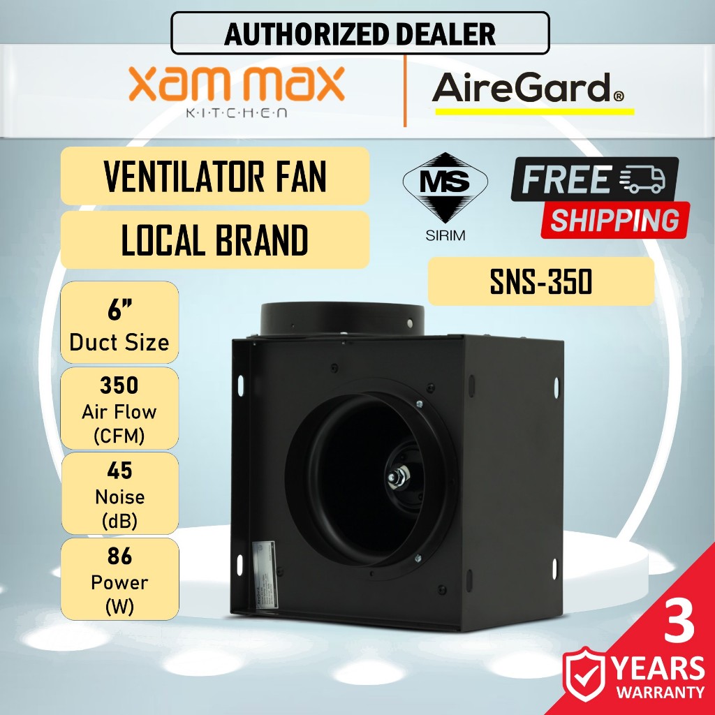 (FREE SHIPPING)Airegard SNS-350 - 6" Exhaust Fan Ventilator [In-Line Series] /Ceiling Air ...