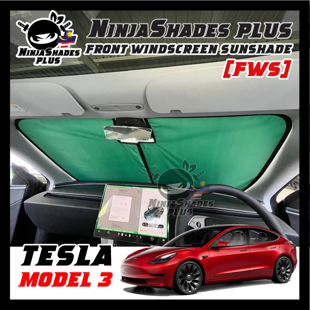 NinjaShades PLUS TESLA MODEL 3 [FWS] FRONT Windscreen Car Sunshades ...
