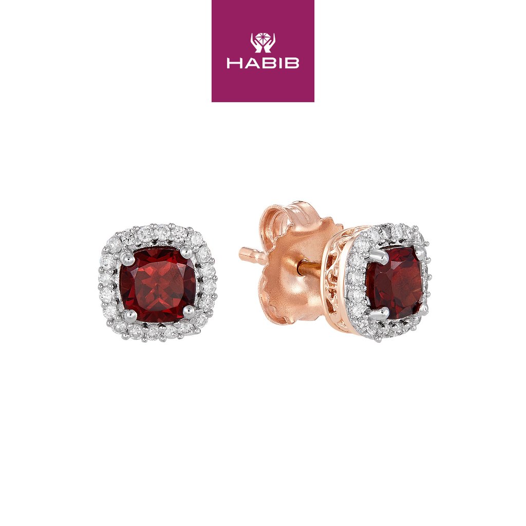 HABIB Halo Garnet Diamond Earrings in 375/9K Rose Gold 259931221(E ...
