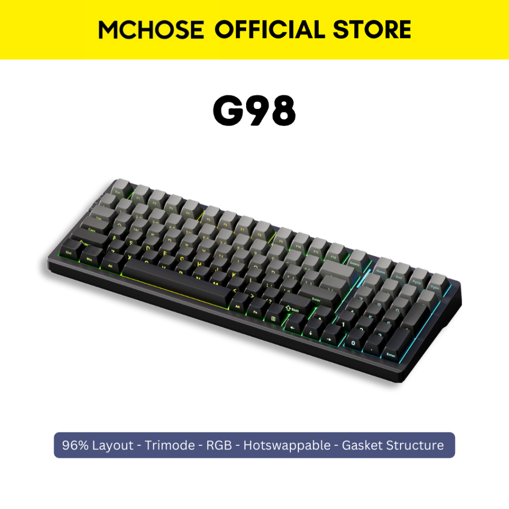 MCHOSE G98/G98 Pro Wireless Gasket Mount Mechanical Keyboard 3 Modes Connection/PBT Double Shot ...