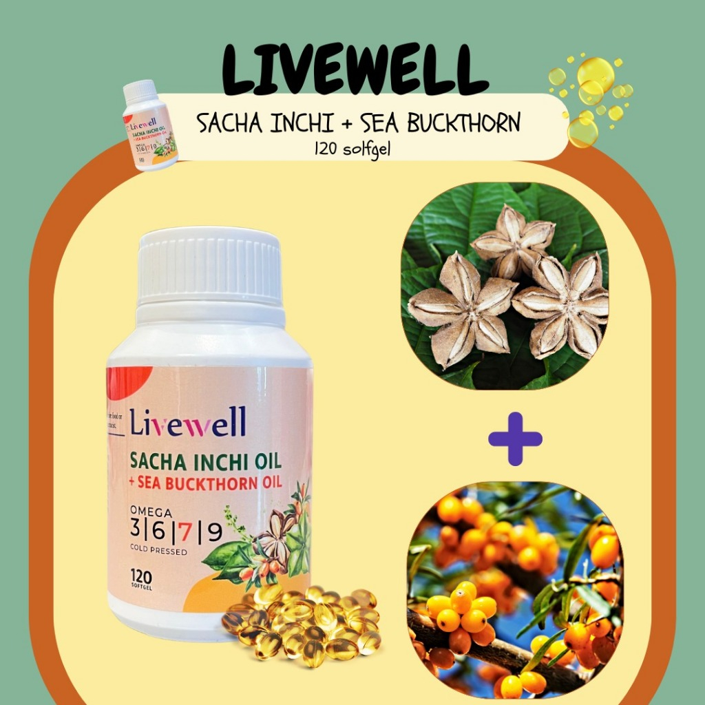 LIVEWELL Sacha Inchi Oil + Sea Buckthorn Oil Softgels (120 softgels/ bottle) Omega 3, 6, 7, 9 印加 ...