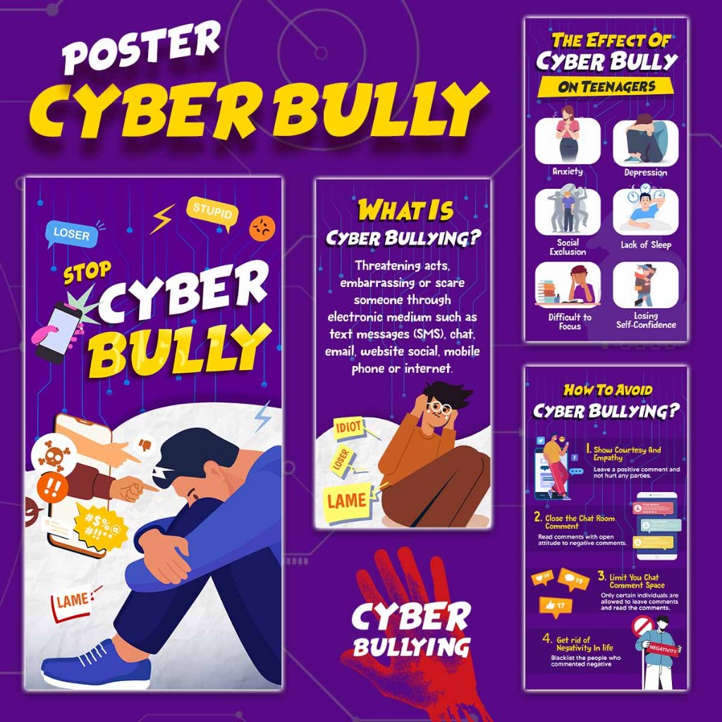 Poster Banner CYBER BULLY / BULI SIBER - 4-DALAM-1 - Keceriaan Sekolah ...