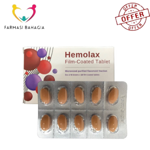 [ Exp 7/2027 ] HEMOLAX TABLET 60'S (DIOSMIN 450MG) - TREATMENT OF HEMORRHOIDS (Ubat Buasir ...