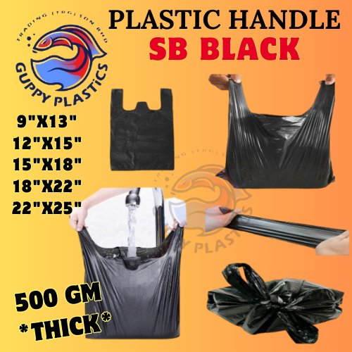 PLASTIK TANGKAI HITAM TEBAL 400GM / PLASTIC HANDLE BLACK 500GM THICK ...