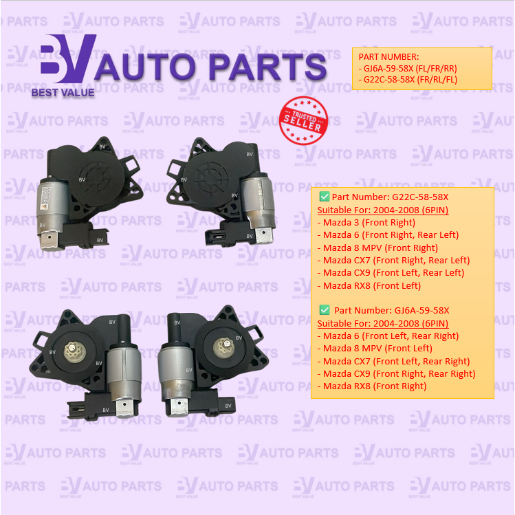🔥MALAYSIA READY STOCK🔥Power Window Lift Motor 6 Pin Mazda 3/6 03-08/ 8 ...