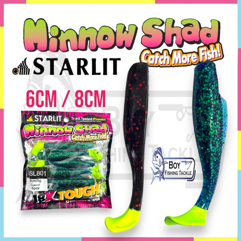 STARLIT MINNOW SHAD SOFT LURE SLIM SWIM SOFT PLASTIC SP FISHING LURE ...